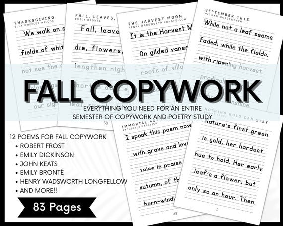 Fall Print Copywork and Seasonal Poetry Study Charlotte Mason - Etsy