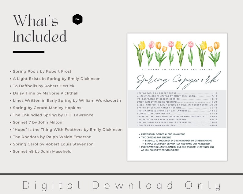 Spring Cursive Copywork and Seasonal Poetry Study Charlotte - Etsy