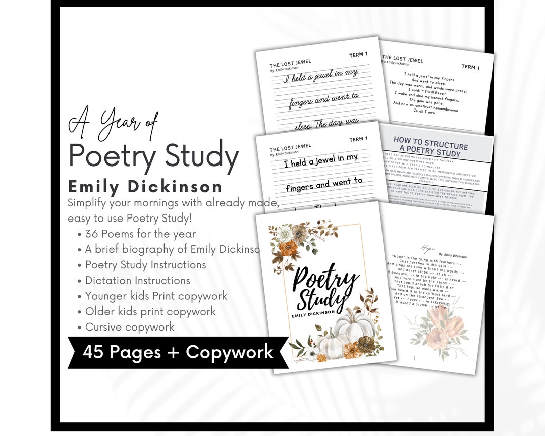 Poetry Study, Emily Dickinson, Charlotte Mason, Dictation, Print ...