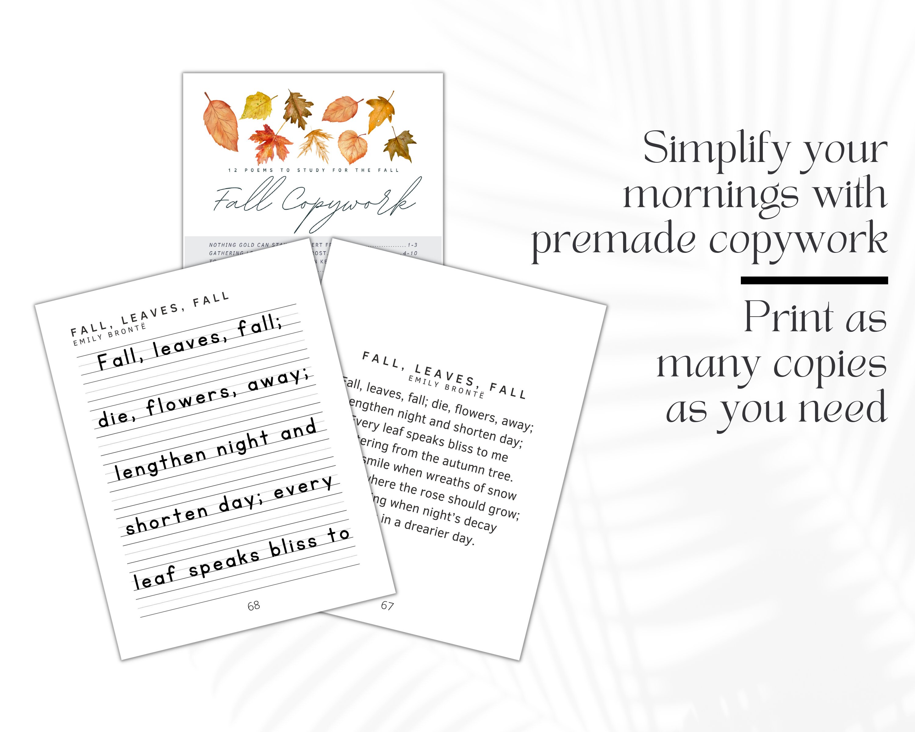 Fall Print Copywork and Seasonal Poetry Study, Charlotte Mason ...