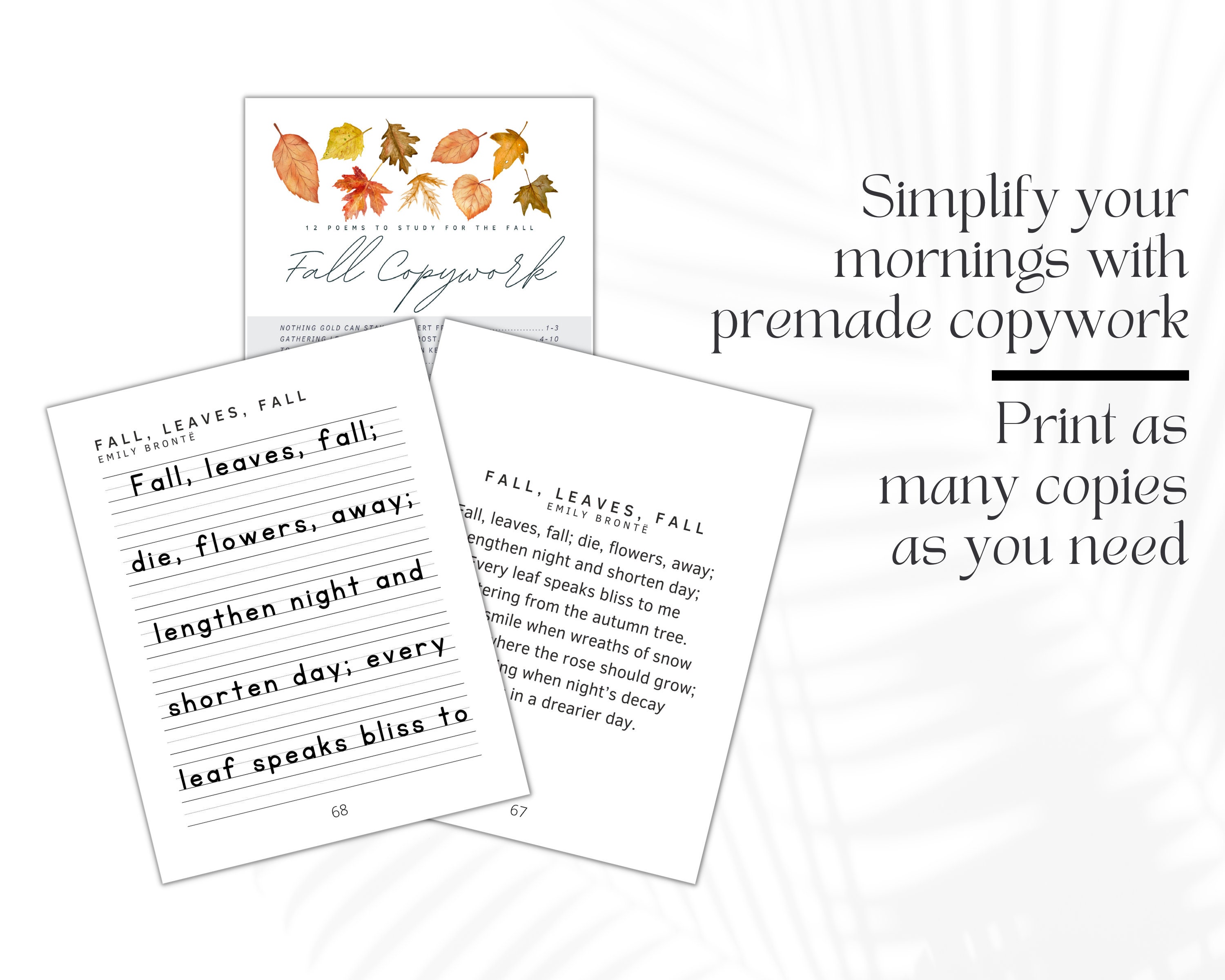 One Year of Print Copywork With 36 Seasonal Poems to Study - Etsy