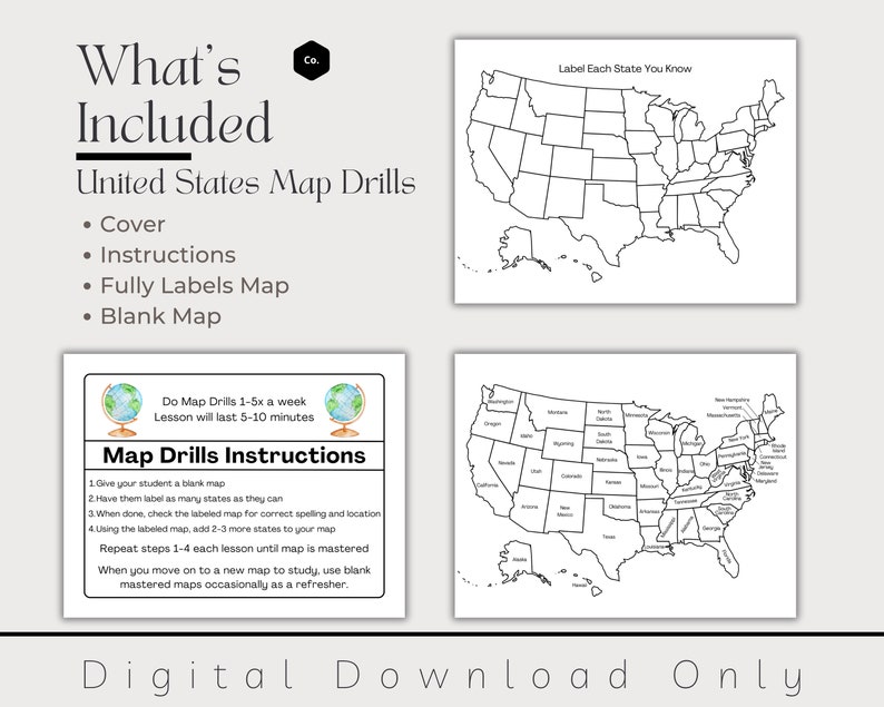 United States Map Work, Charlotte Mason Map Drills Geography, Mapping ...