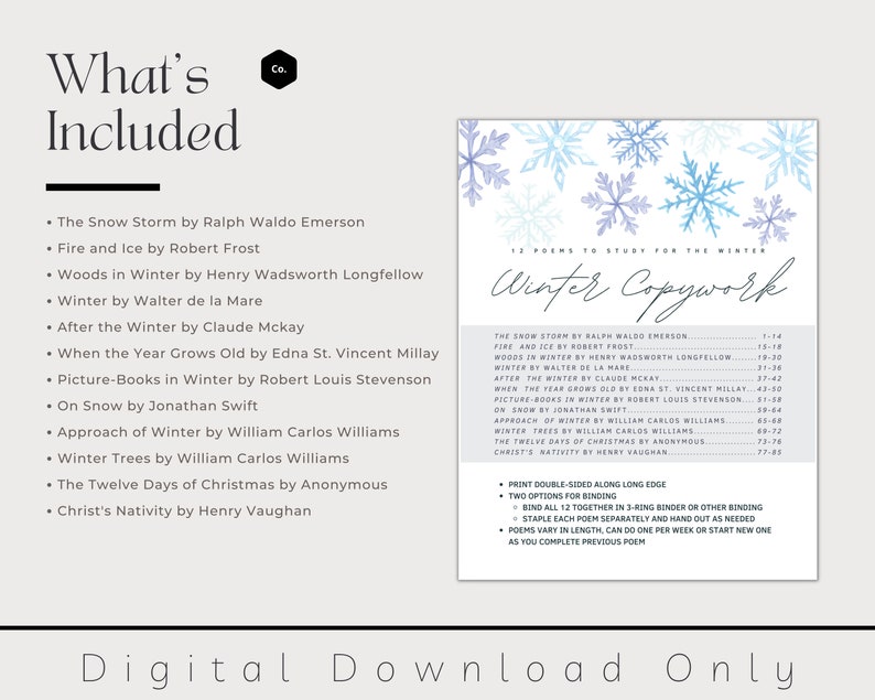 One Year of Print Copywork With 36 Seasonal Poems to Study, Charlotte ...