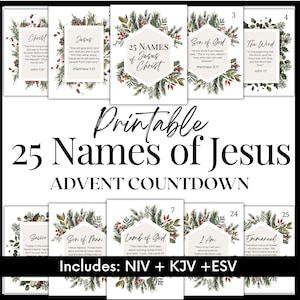 25 Names of Jesus Christ, Advent Countdown, Christmas Bible Countdown ...