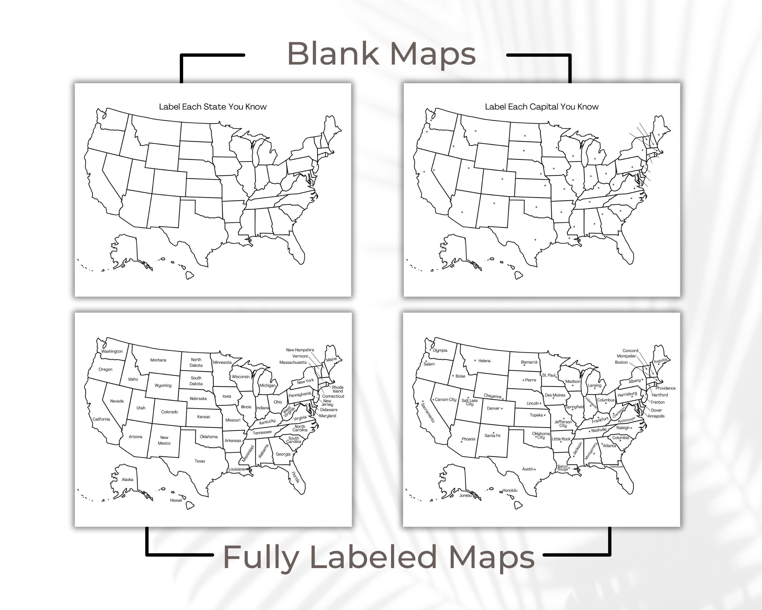 United States and Capitals Map Work, Charlotte Mason Map Drills ...