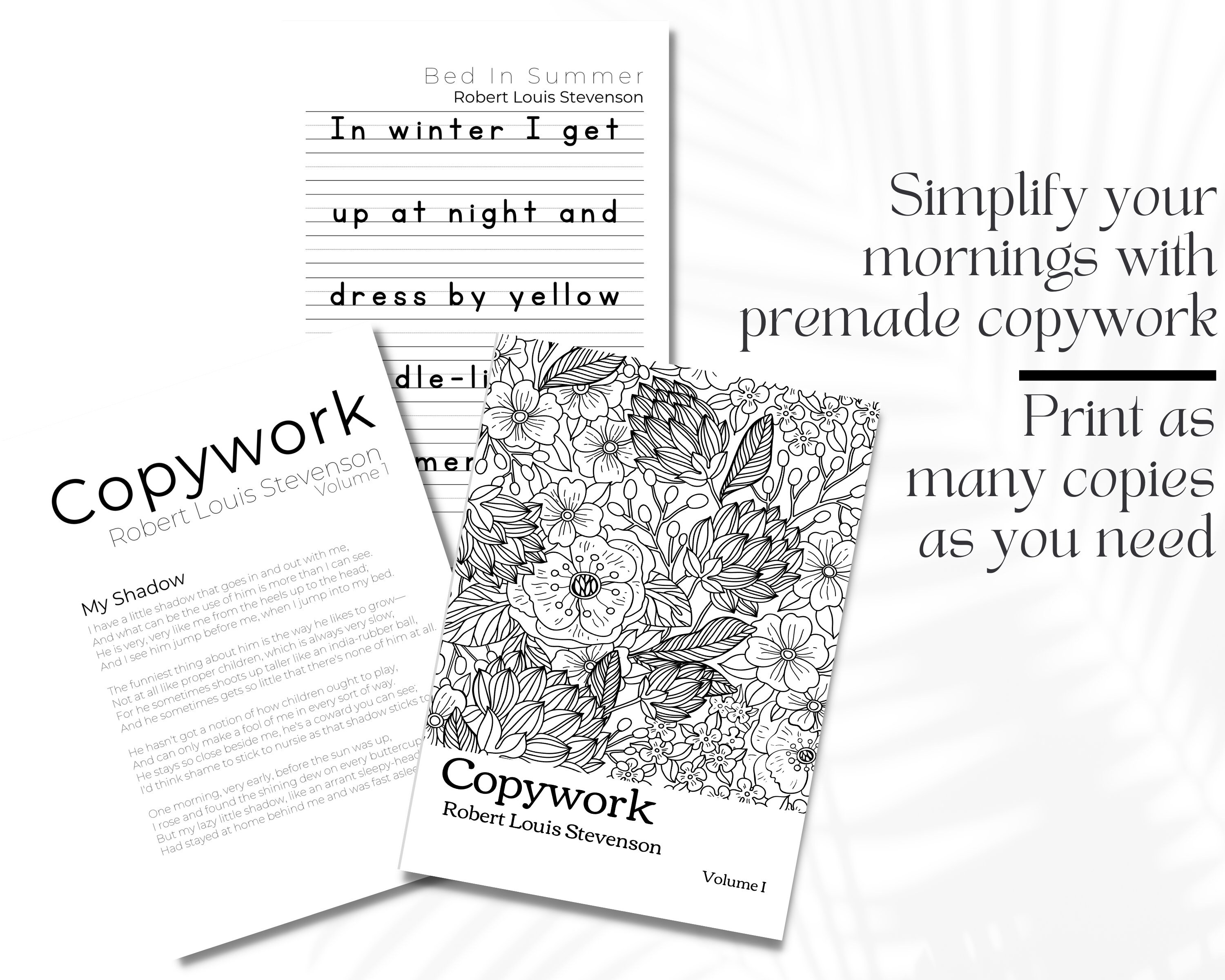 Copywork for Charlotte Mason Homeschool Robert Louis - Etsy