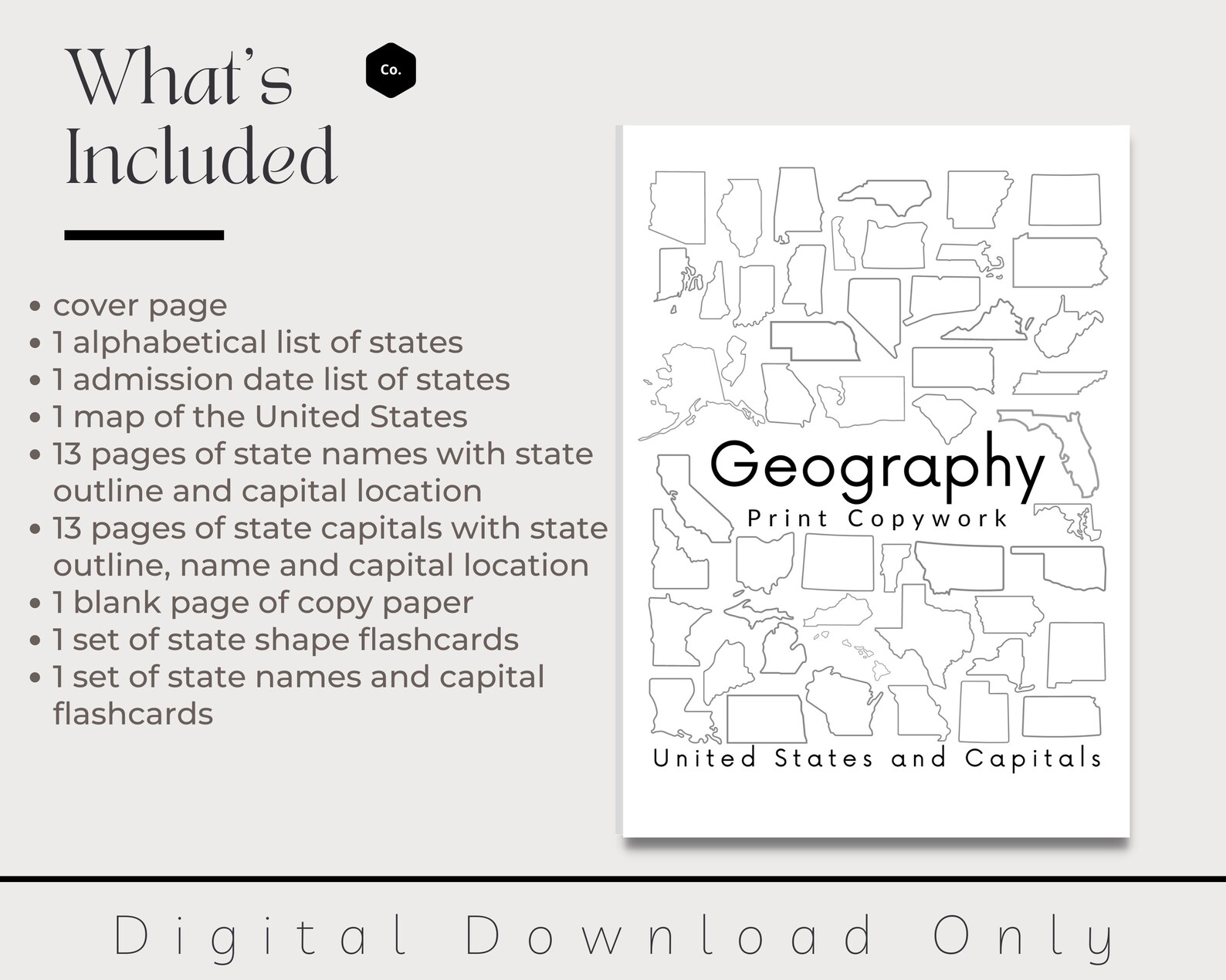 US States and Capitals Print Copywork and Flashcards - Etsy