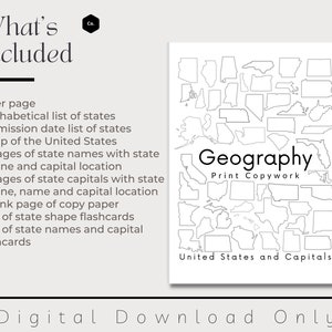 US States and Capitals Print Copywork and Flashcards, Geography ...