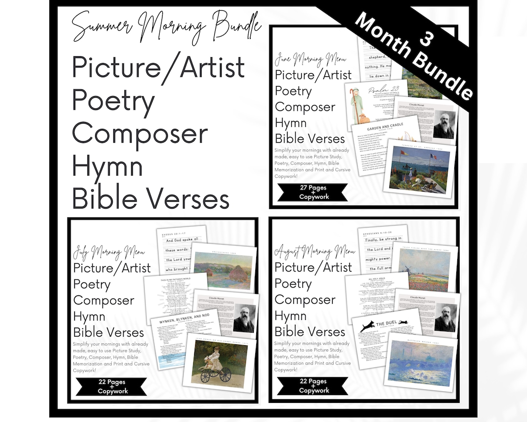 Charlotte Mason Summer Morning Time, Homeschool Morning Menu, Picture ...
