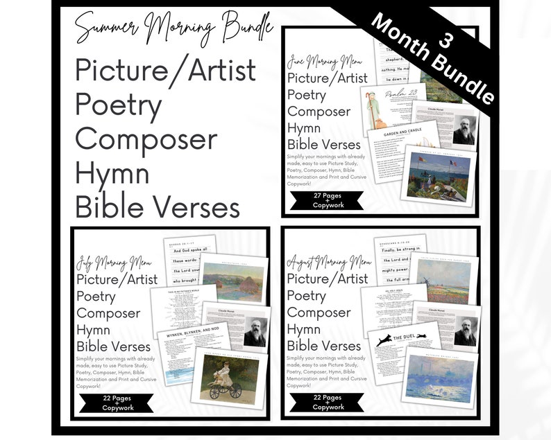 Charlotte Mason Summer Morning Time, Homeschool Morning Menu, Picture ...