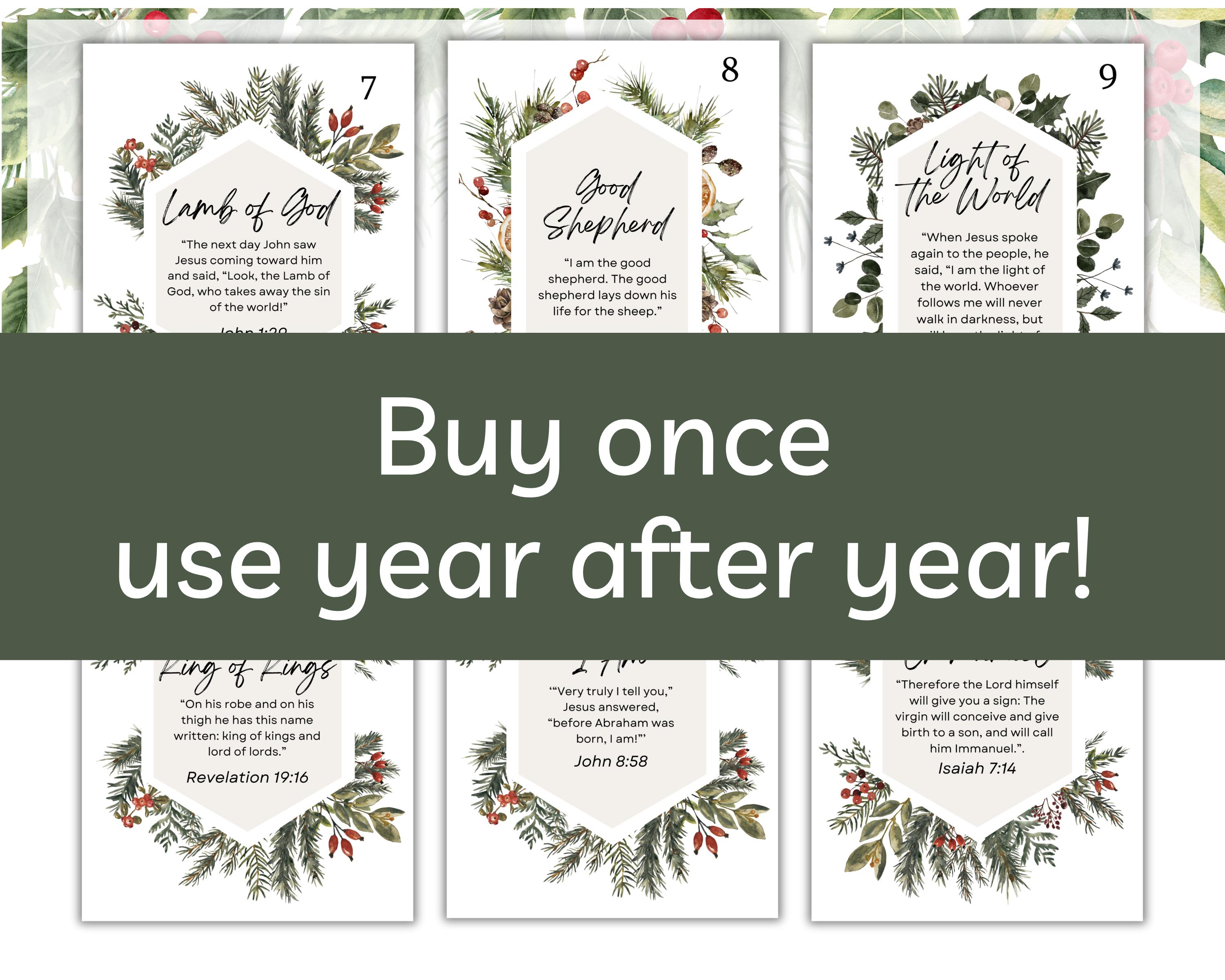 25 Names of Jesus Christ Copywork, Advent Countdown, Christmas Bible ...