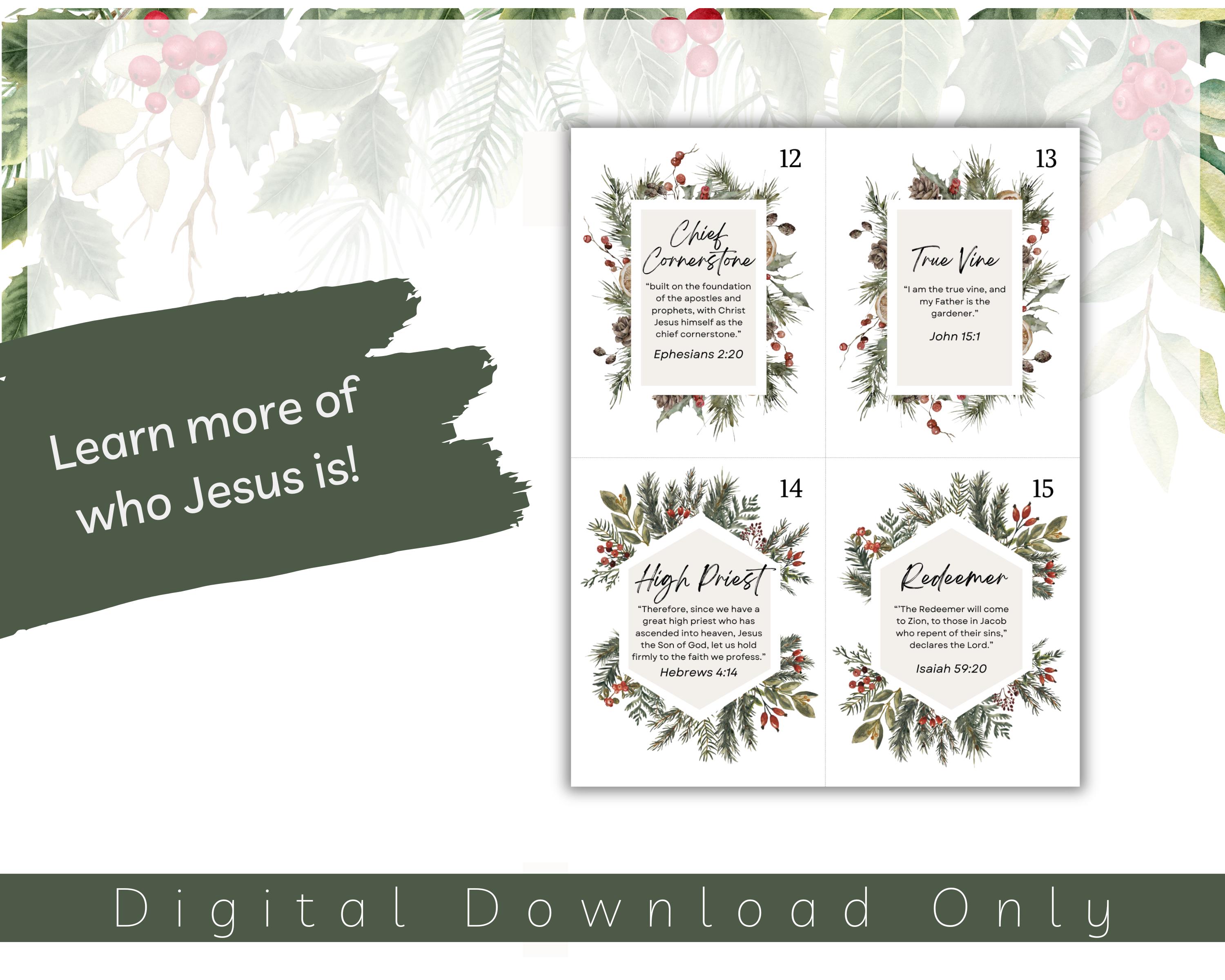 25 Names of Jesus Christ Copywork, Advent Countdown, Christmas Bible ...