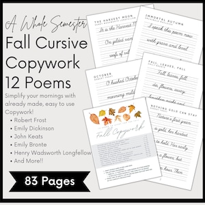 Fall Cursive Copywork and Seasonal Poetry Study, Charlotte Mason ...