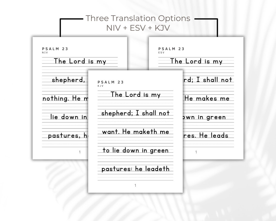 Copywork for Charlotte Mason Homeschool, Psalm 23, Print and Cursive ...