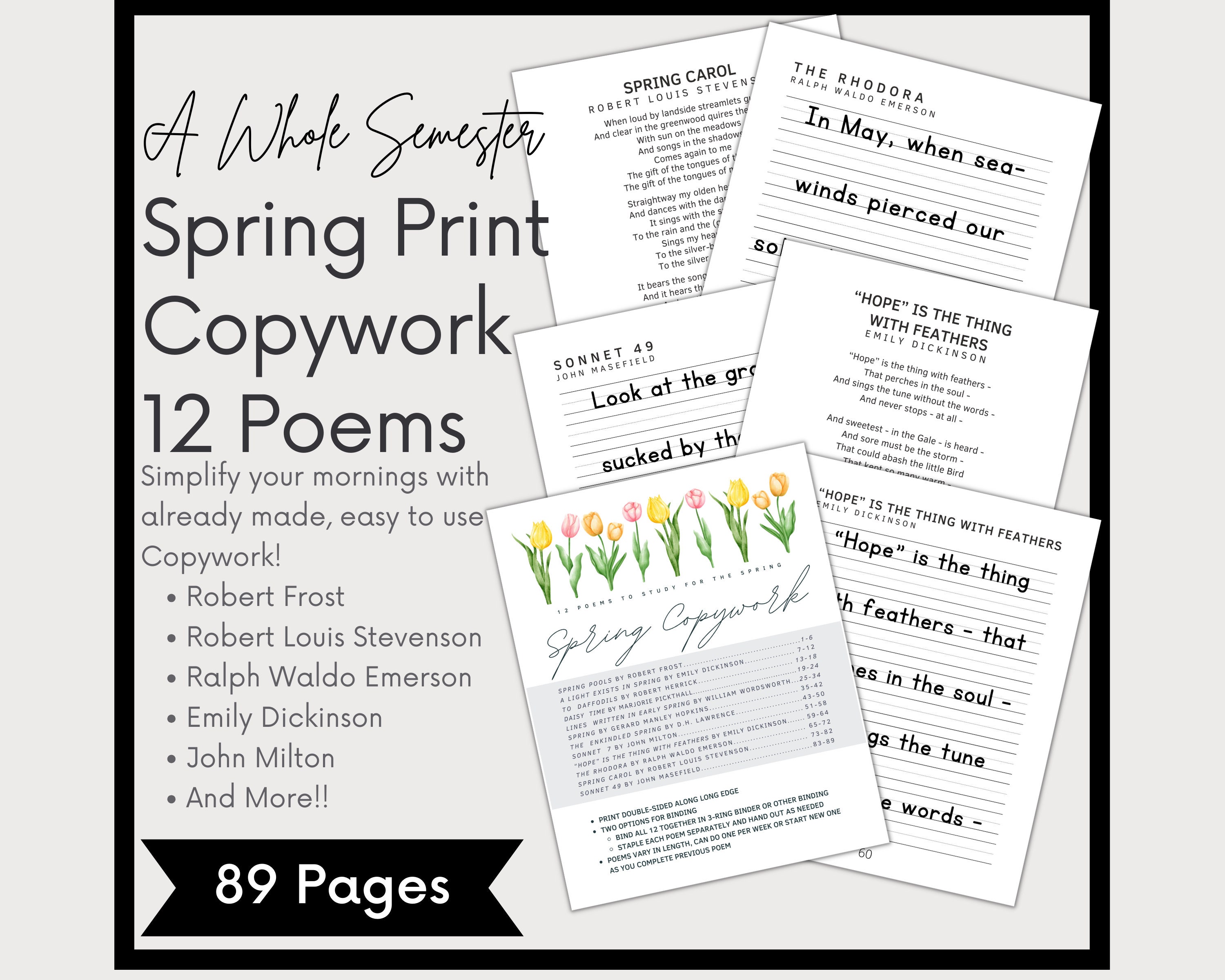 Spring Print Copywork and Seasonal Poetry Study, Charlotte Mason ...