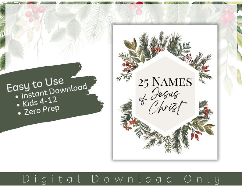 25 Names of Jesus Christ, Advent Countdown, Christmas Bible Countdown ...