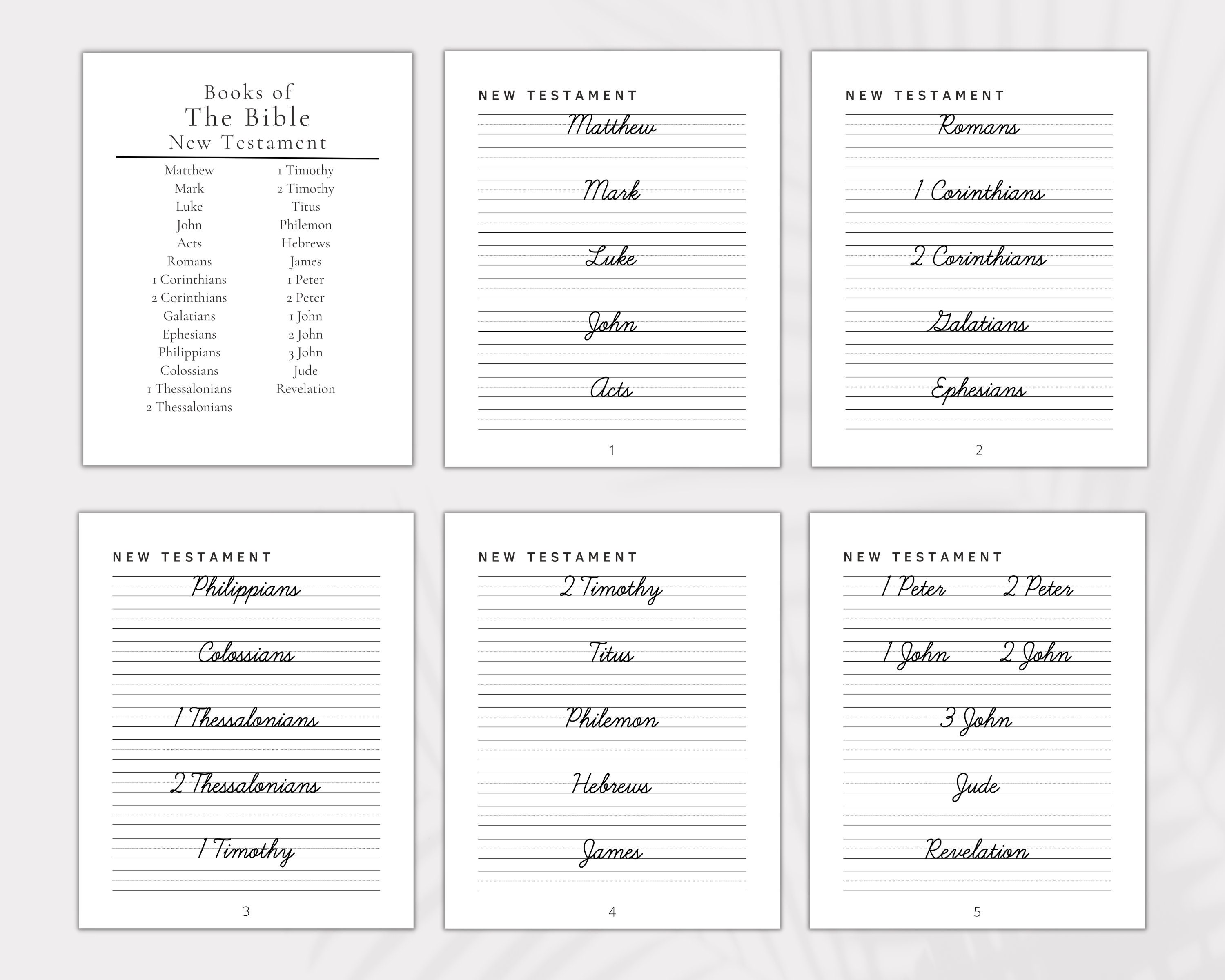 Books of the Bible Cursive Copywork, Homeschool Handwriting Practice ...