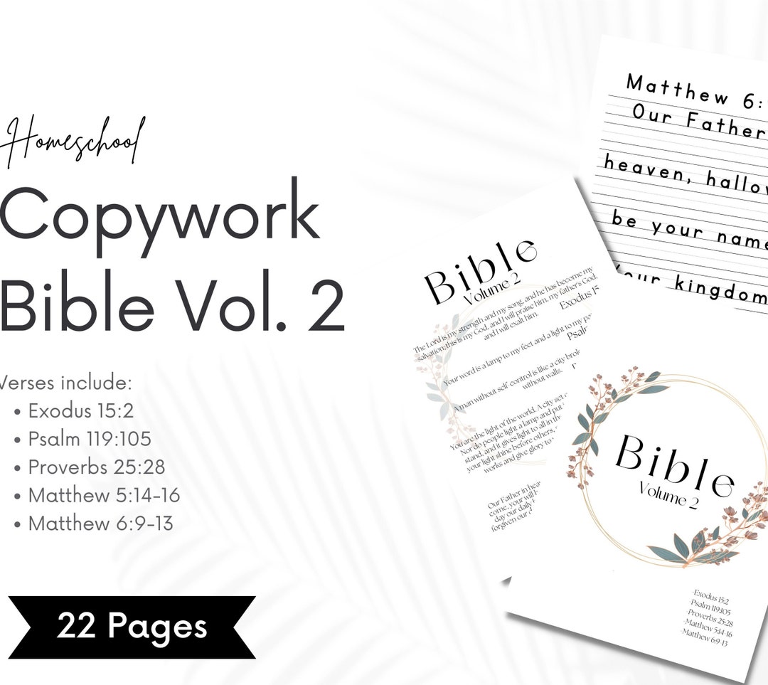 Bible Print Copywork, Homeschool Handwriting Practice Sheets, Charlotte ...