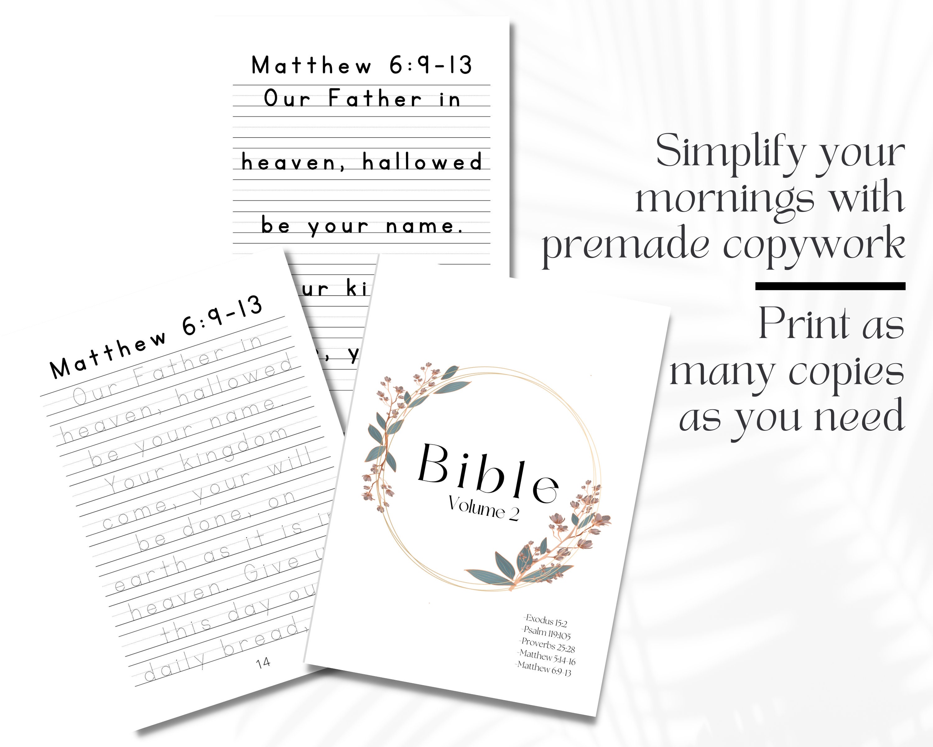 Bible Print Copywork Homeschool Handwriting Practice Sheets - Etsy