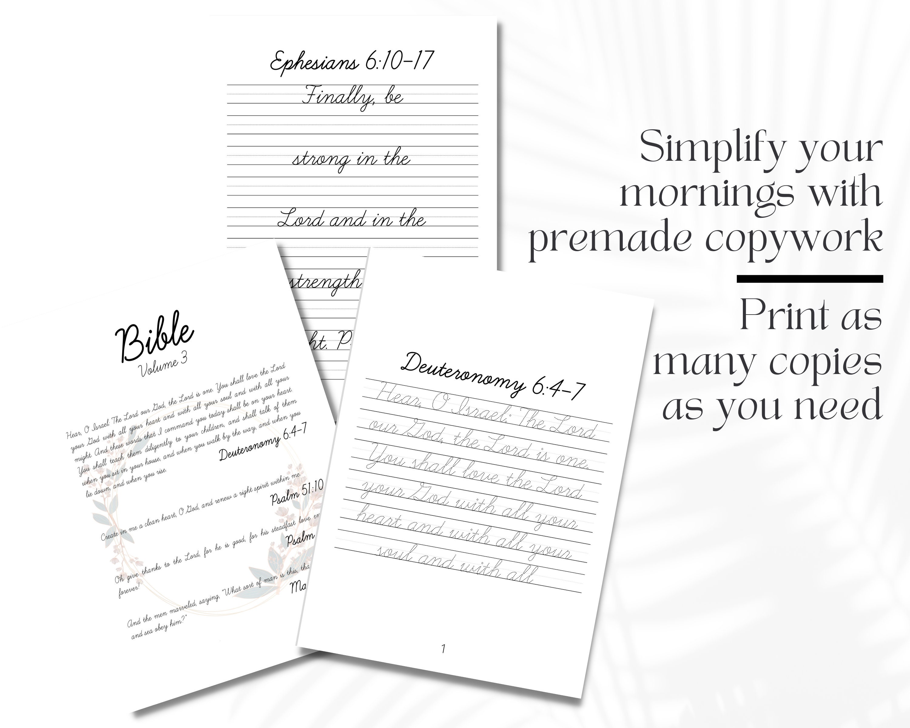 Bible Cursive Copywork Volume 3, Homeschool Handwriting Practice ...