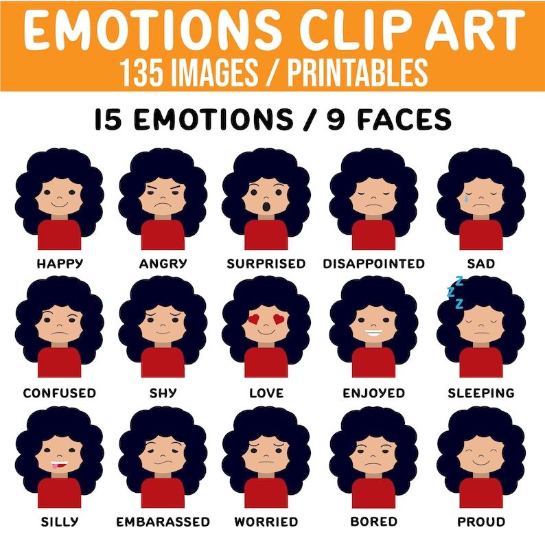 Emotions Clip Art - 135 Images / Printables - Classroom / Powerpoint ...