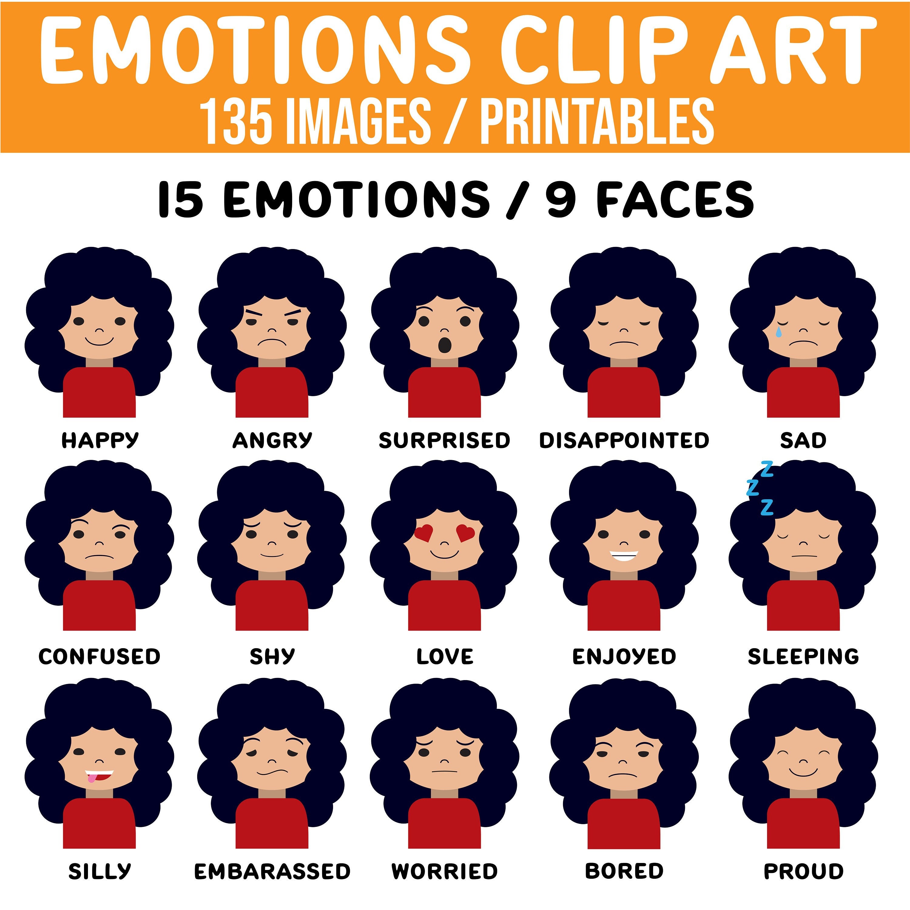 Emotions Clip Art - 135 Images / Printables - Classroom / Powerpoint ...
