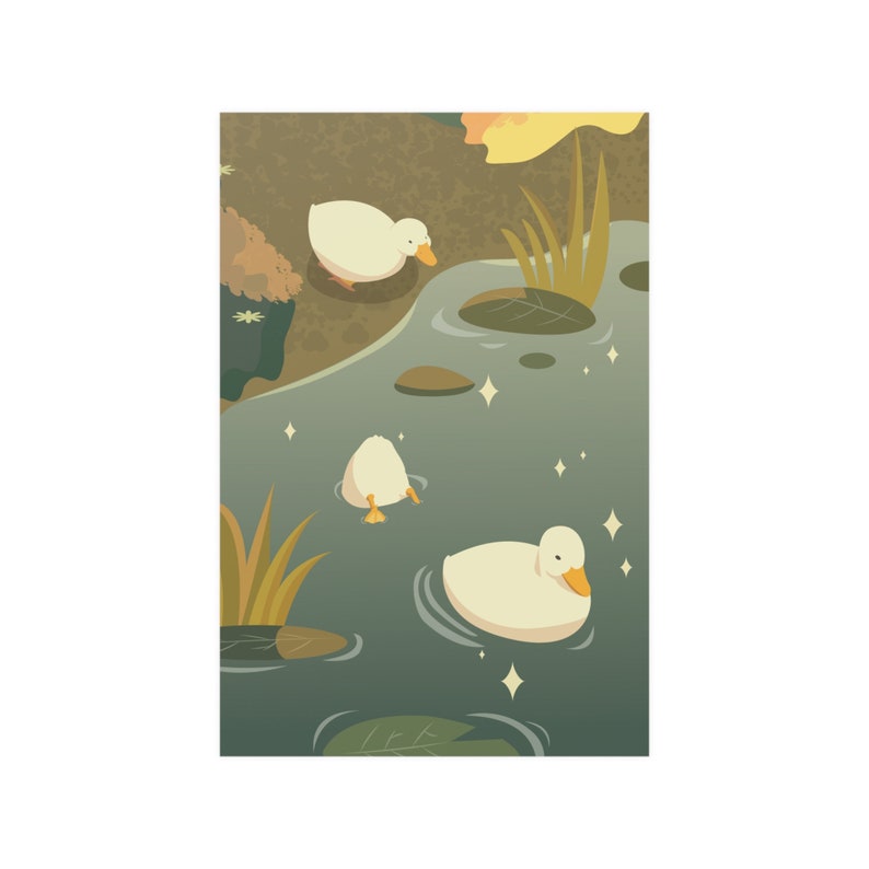 Ducks Swimming in a Pond Poster - Etsy