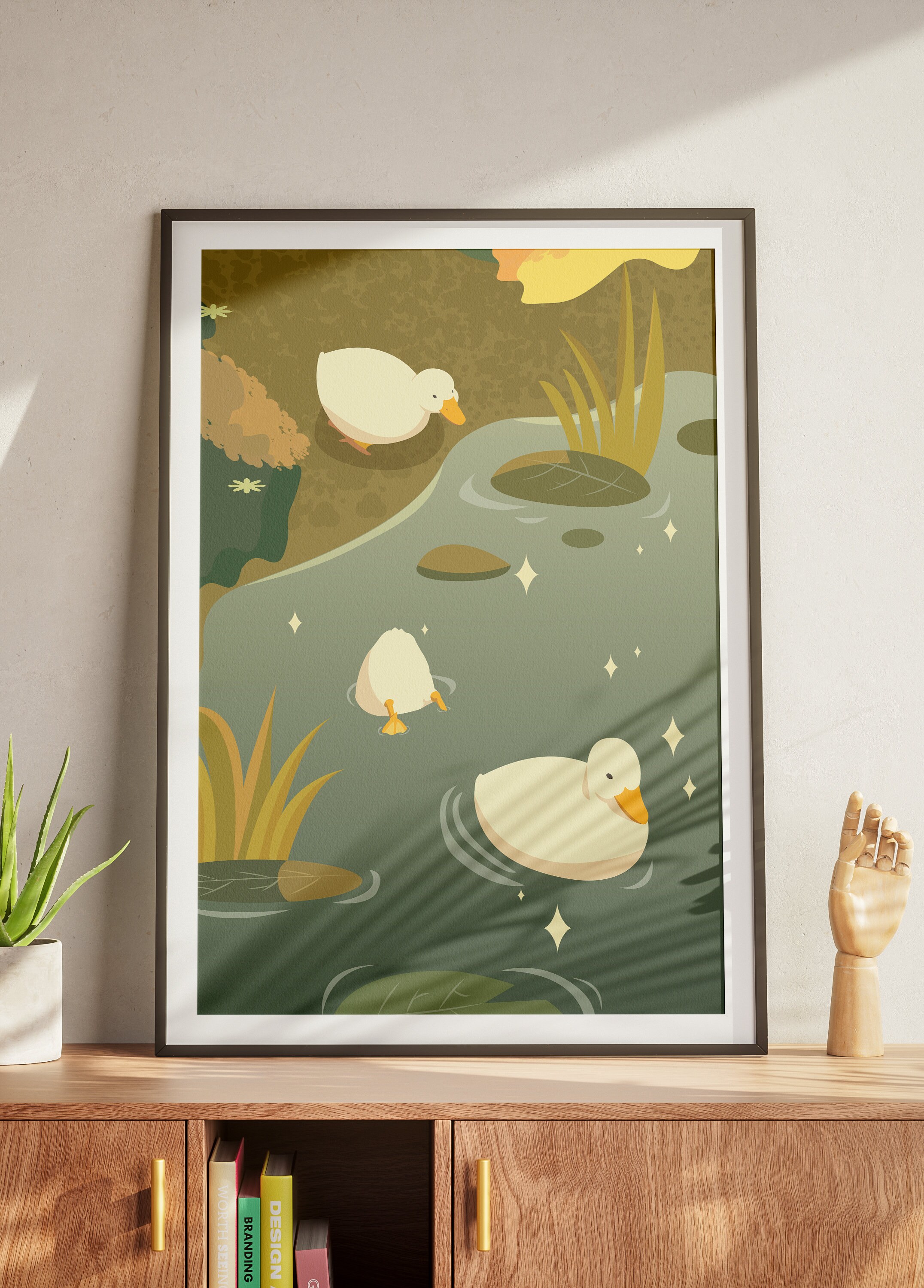 Ducks Swimming in a Pond Poster - Etsy