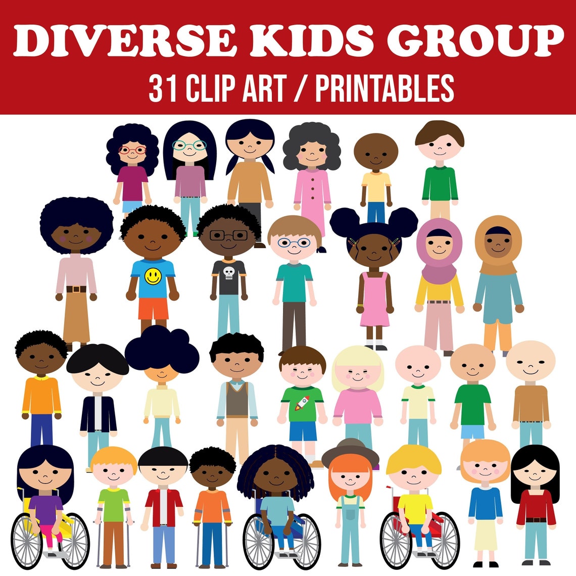 Diverse Kids / Adults - Clip Art / Printables - 32 Images / Printables ...