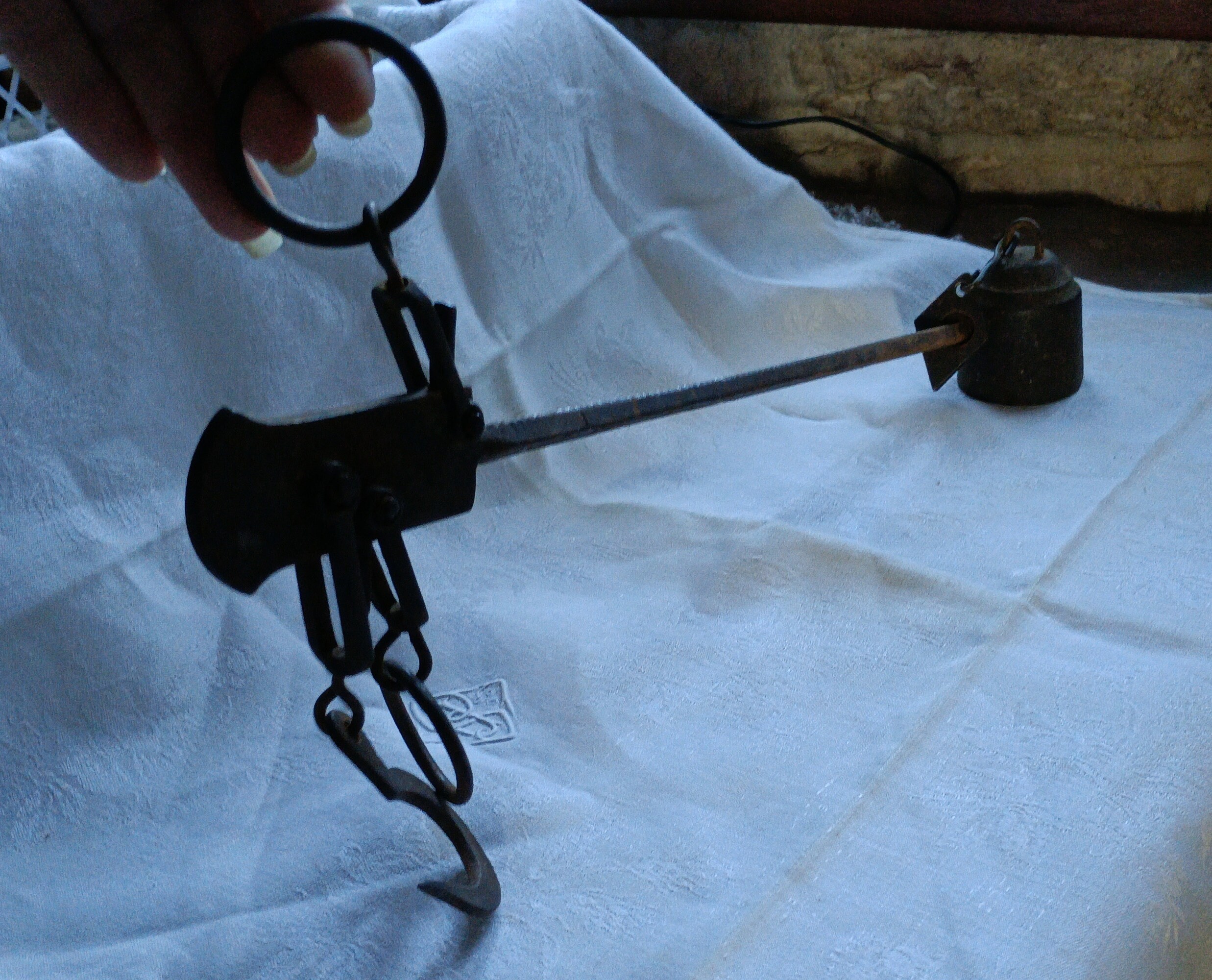 Old Wrought Iron Hanging Scale. Vintage Weighing Tool, Authentic ...