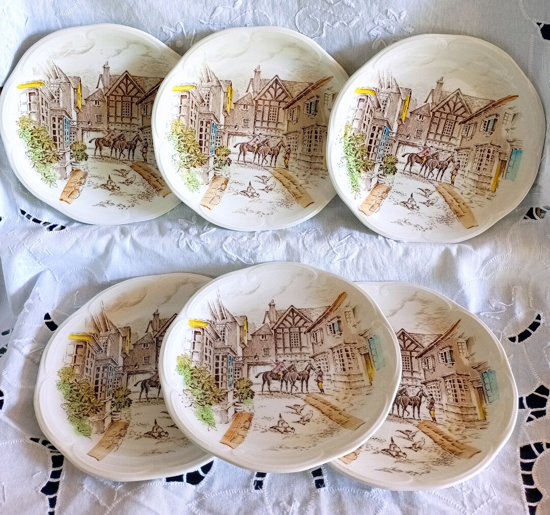 Set of 6 Dessert Plates From the Manufacture De Gien, Model Ludlow ...