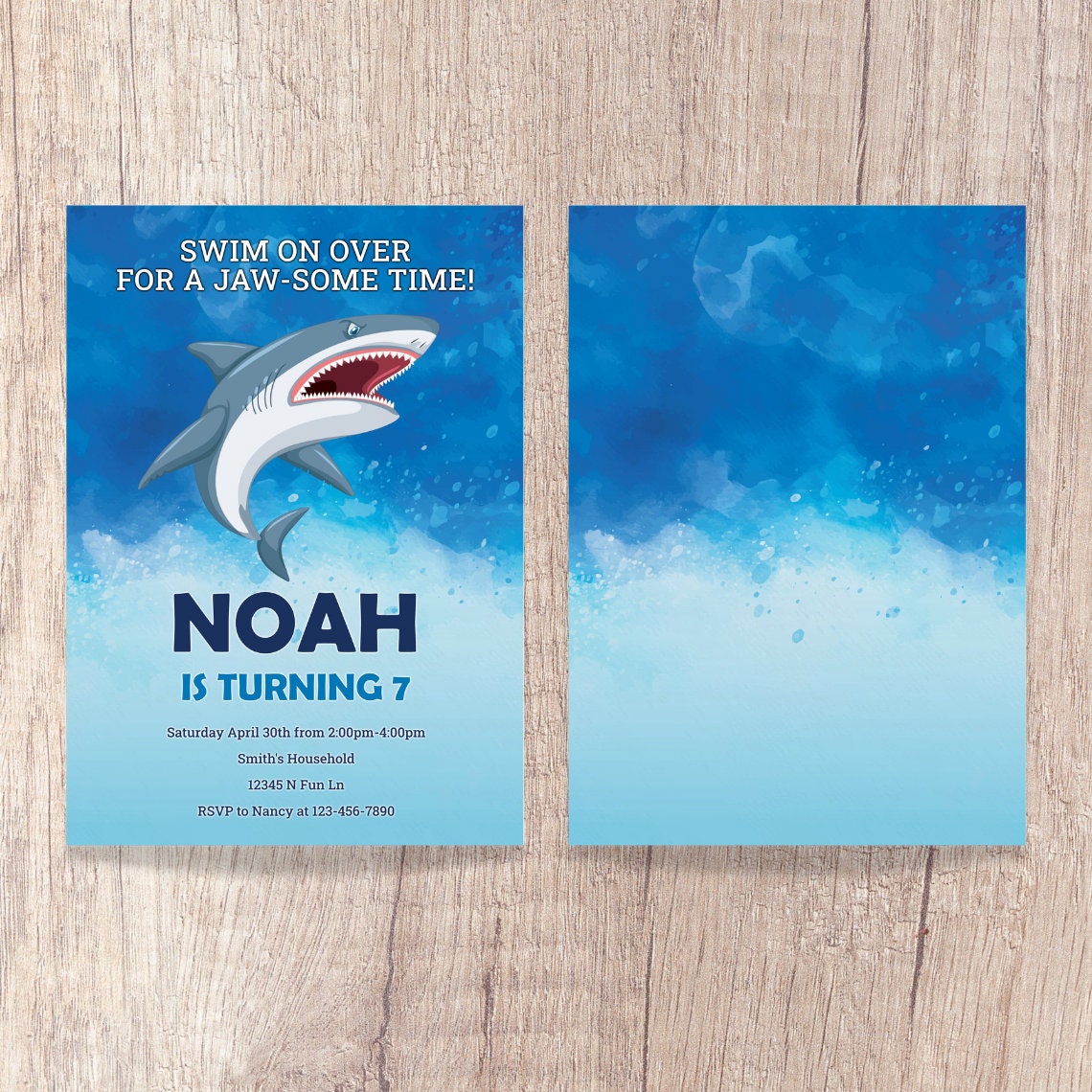 Editable Shark Birthday Party Invitation Shark Themed Invite Jaws Jaw ...