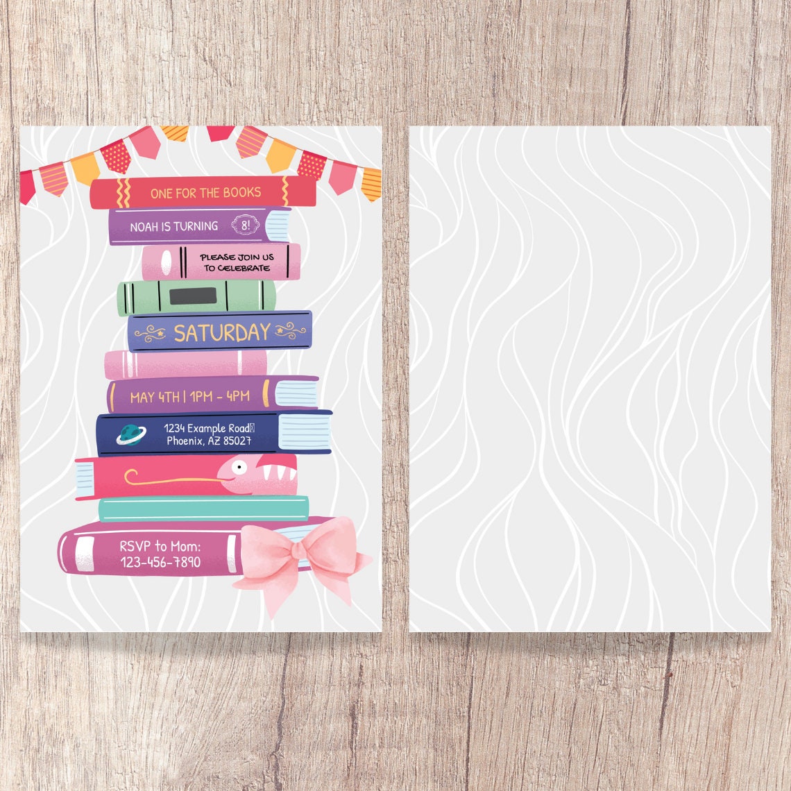 Editable Books Library Birthday Invitation Reading Party - Etsy