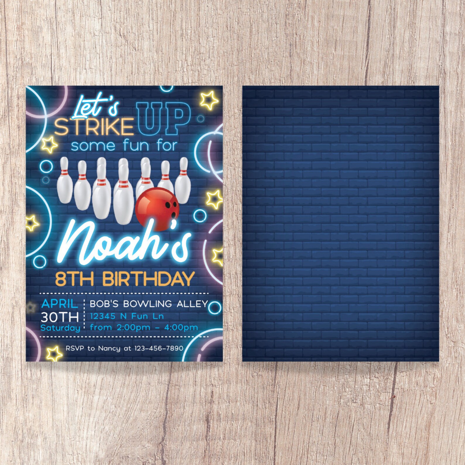 Bowling Party Invitation Editable Bowling Birthday Invitation - Etsy