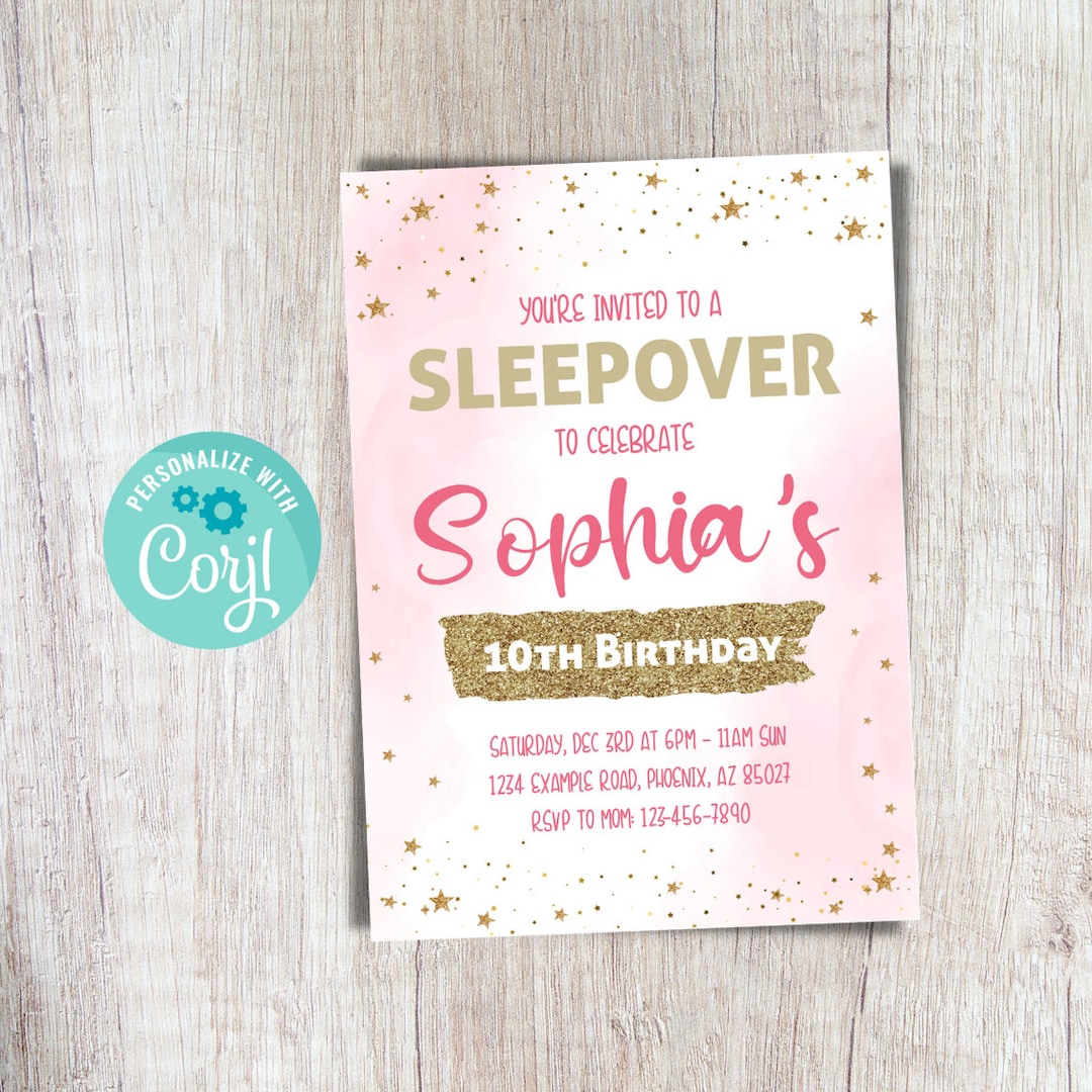 Sleepover Invitation Slumber Party Sleepover Invite Girls Pajama Party ...