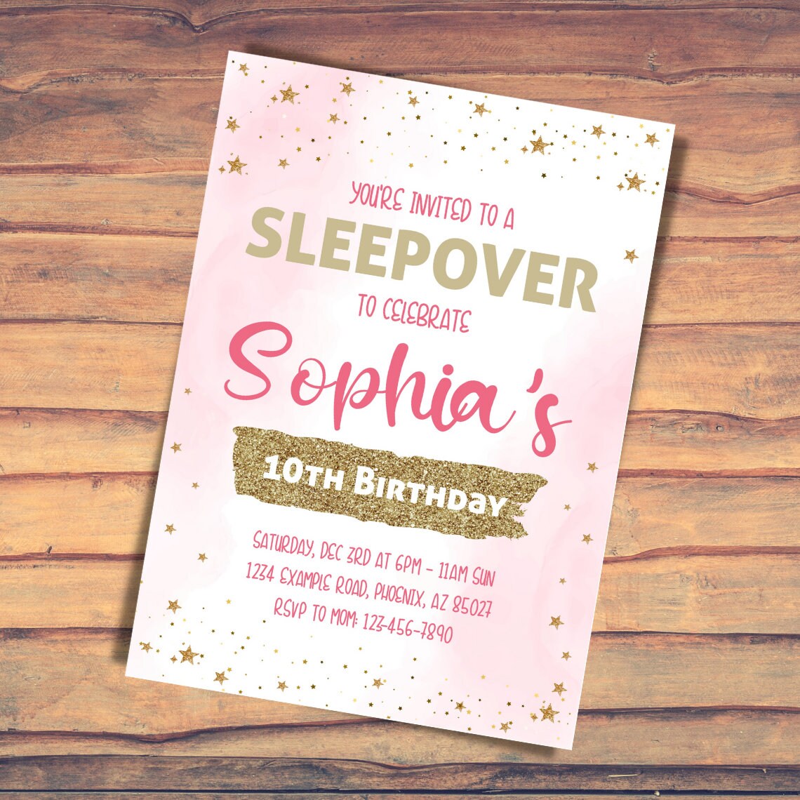 Sleepover Invitation Slumber Party Sleepover Invite Girls Pajama Party ...