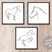 Horse Line Art Drawing Prints Set of 3 Horse Line Wall Art - Etsy