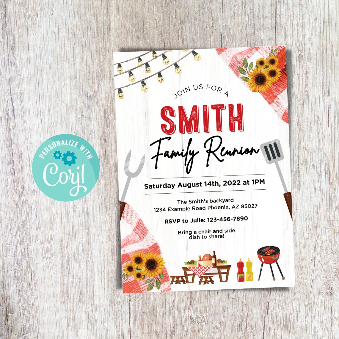 Family Reunion Invitation Family Summer BBQ Barbeque Family Party ...