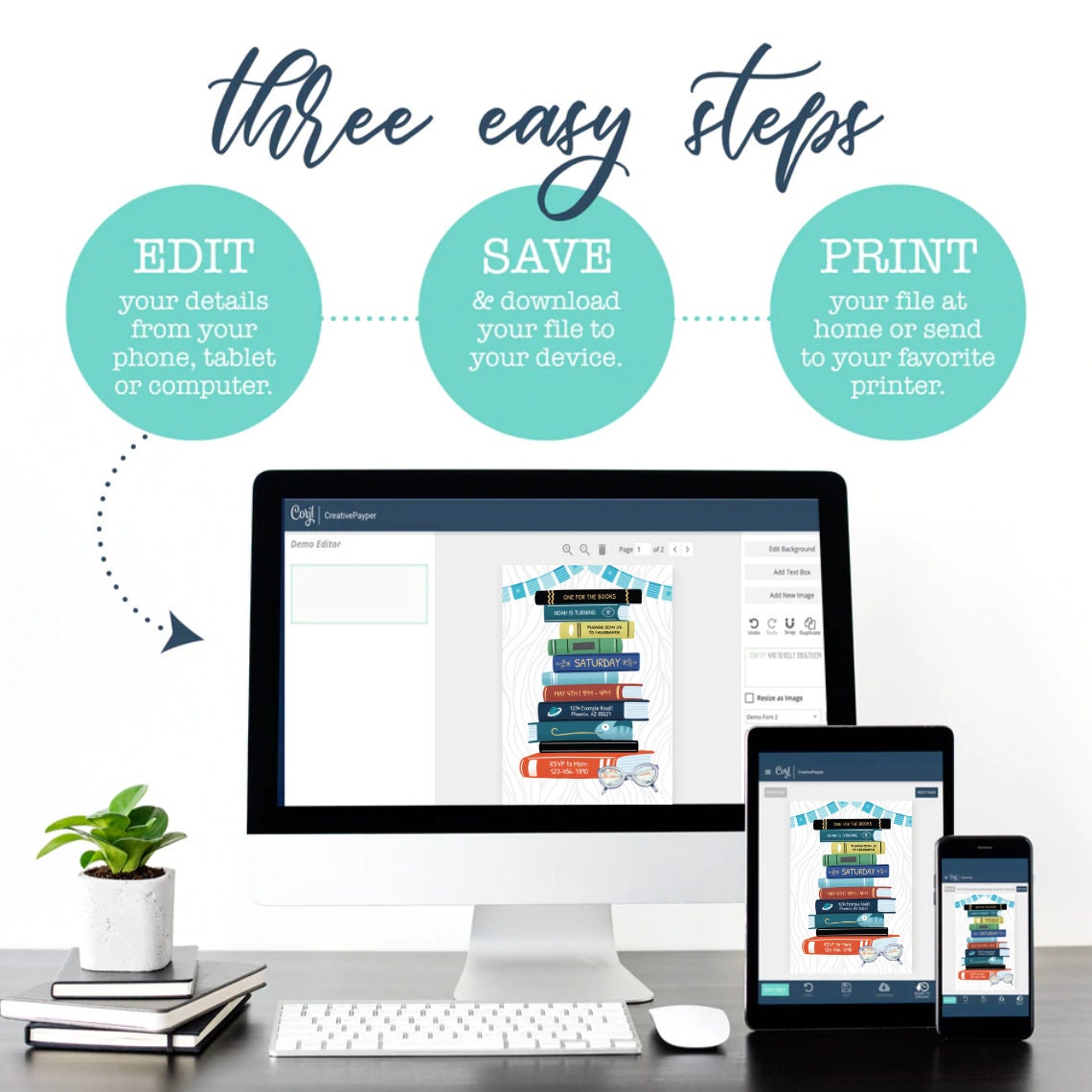 Editable Books Birthday Party Library Birthday Invitation - Etsy