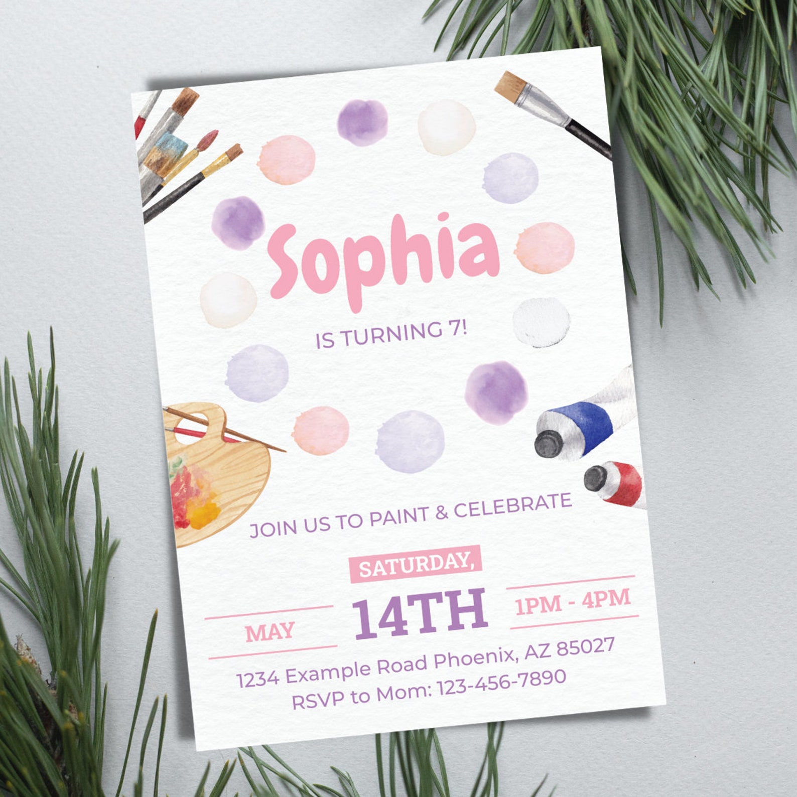 Editable Art Party Invitation Art Party Birthday Invitation Paint Party ...