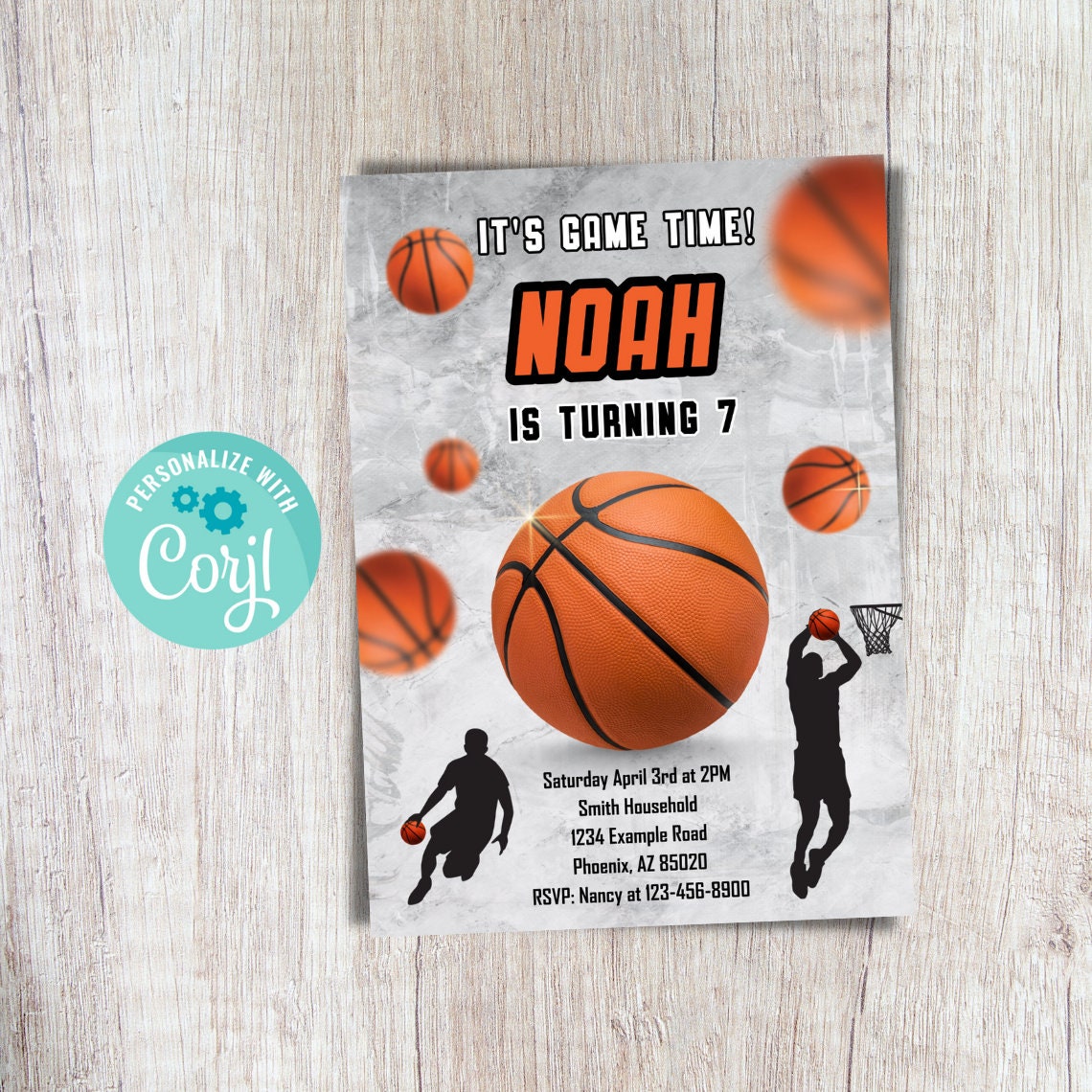 Basketball Party Invitation Editable Basketball Themed Party Basketball ...