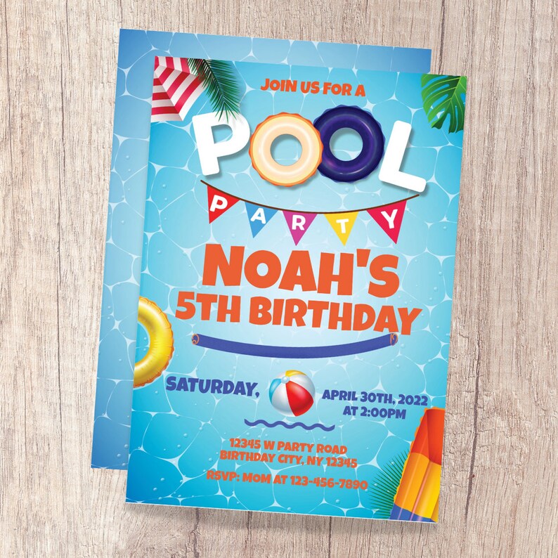 Pool Party Invitation Editable Pool Party Birthday Invitation - Etsy