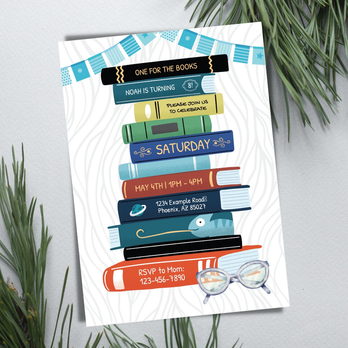 Editable Books Birthday Party Library Birthday Invitation - Etsy