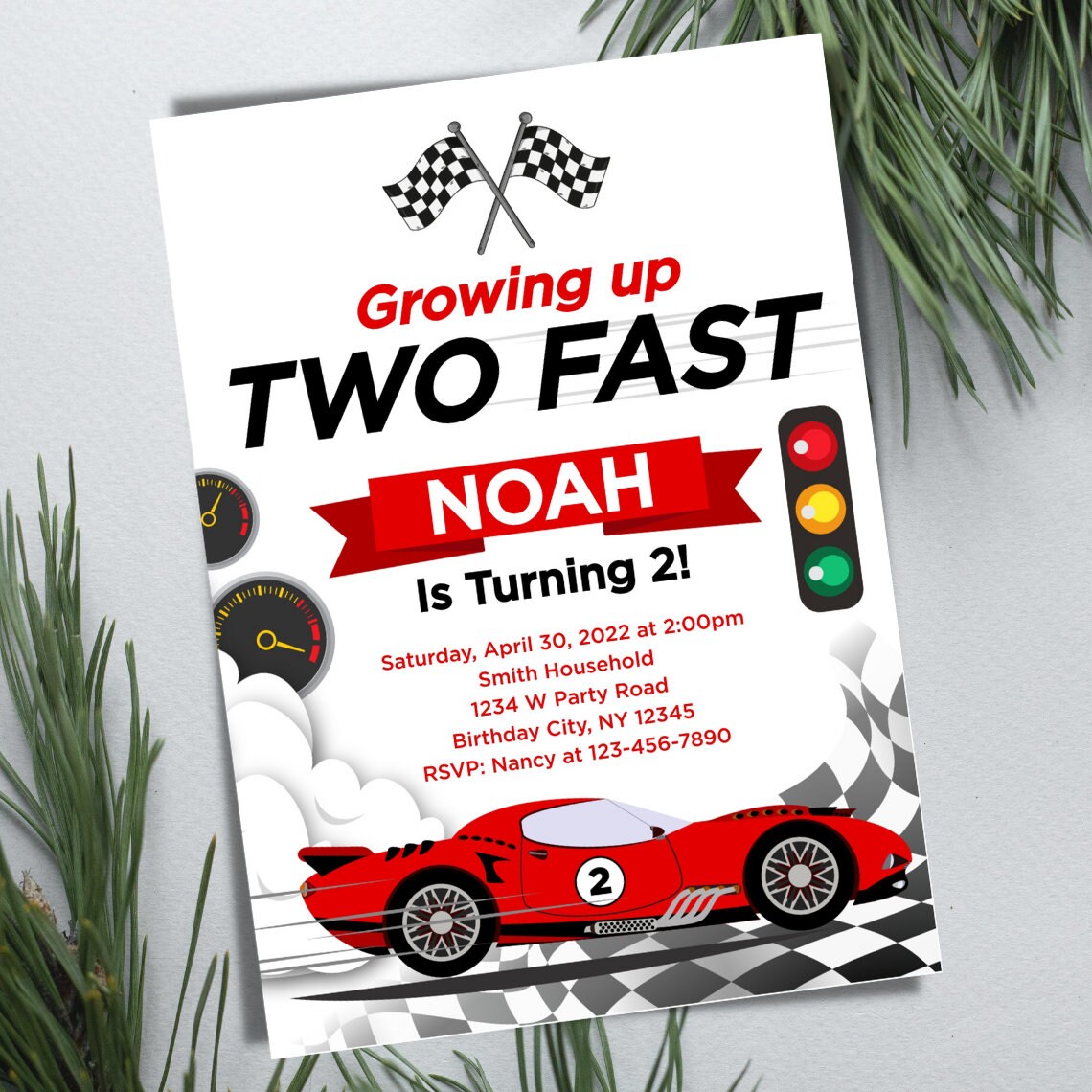 Growing up Two Fast Birthday Invitation Editable Two Fast - Etsy
