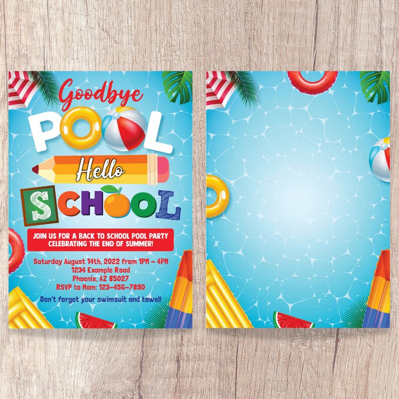 End of Summer Pool Party Goodbye Summer Hello School Pool Party Back to ...