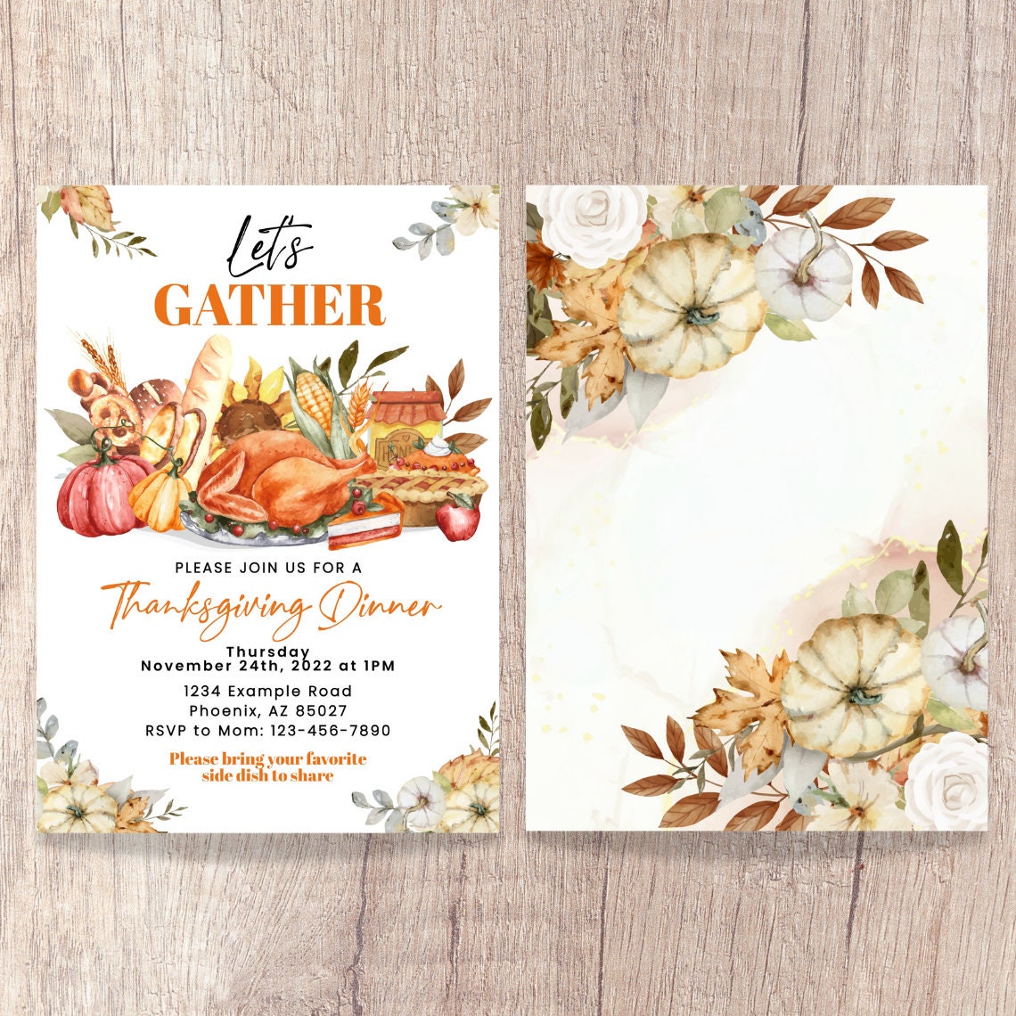 Thanksgiving Invitation Let's Gather Thanksgiving Invite Eat Drink Be ...