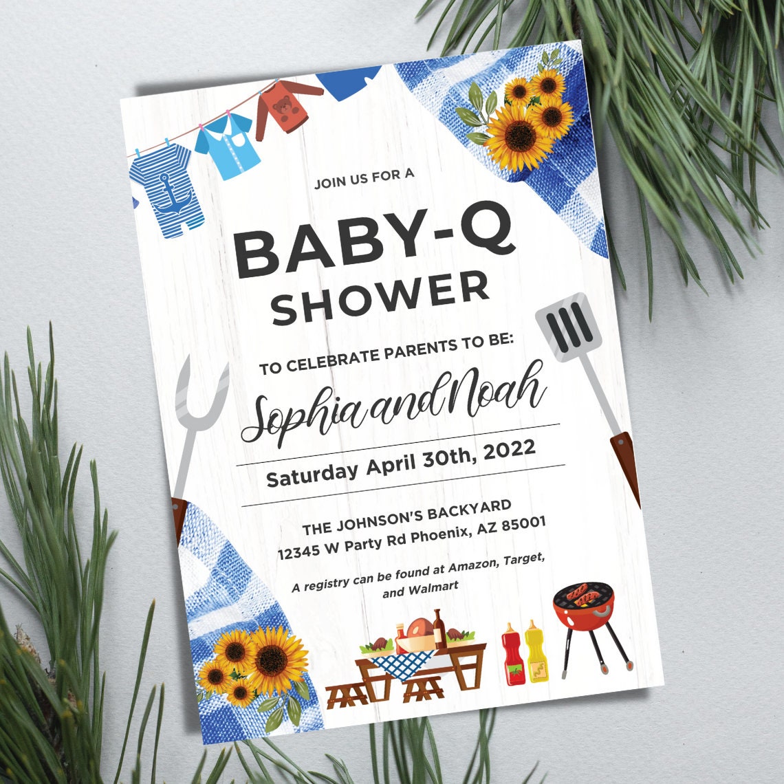 Baby-q Invitation Editable Babyq Shower Invitation Boy BBQ Baby Shower ...