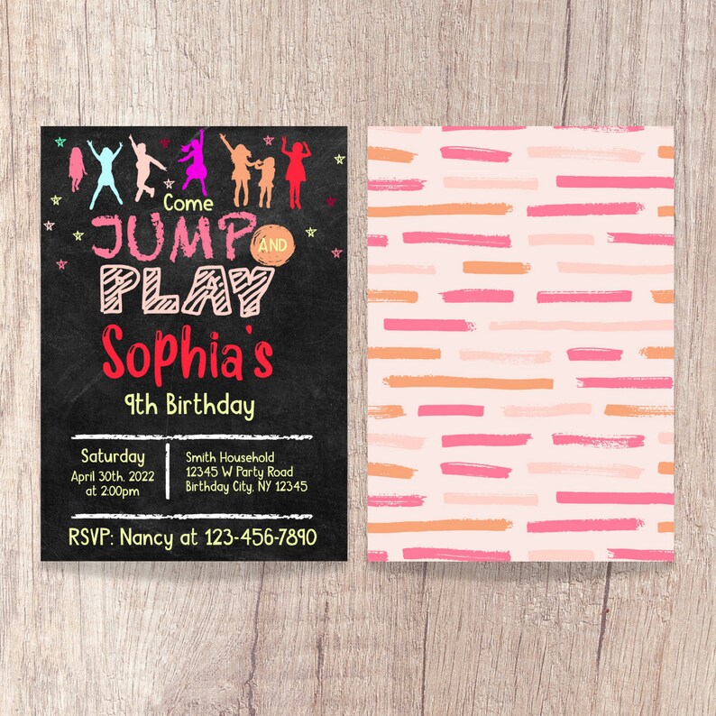 Editable Jump Birthday Party Invitation Trampoline Jump Birthday ...