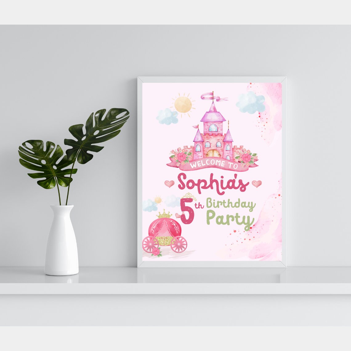 Editable Pink Princess Birthday Party Welcome Sign Princess Castle ...