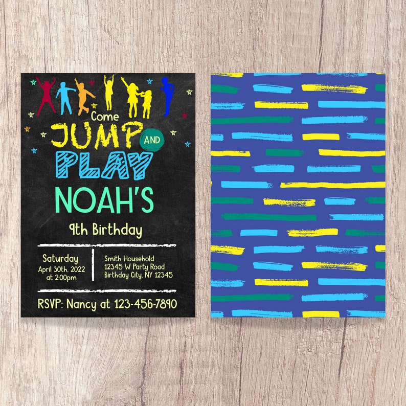 Editable Jump Birthday Party Invitation Trampoline Jump Birthday ...